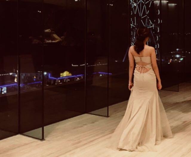 Skin tone with Gold design Mermaid Gown , Women's Fashion, Dresses ...