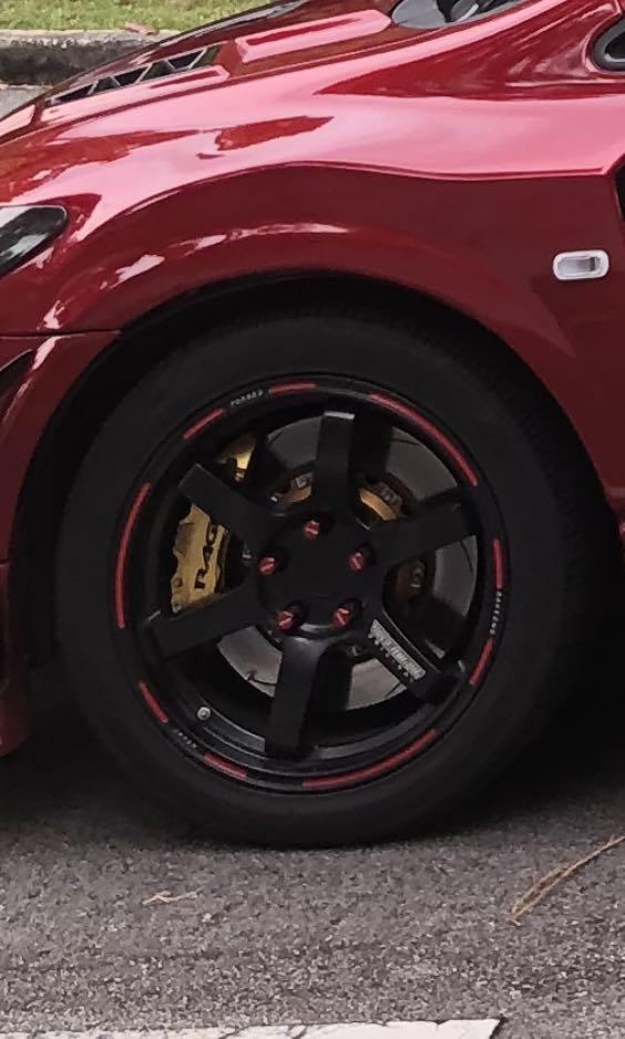 17 Te37 saga rim in matt black, Car Accessories, Tyres & Rims on Carousell