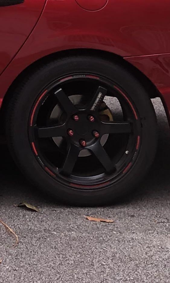 17 Te37 saga rim in matt black, Car Accessories, Tyres & Rims on Carousell