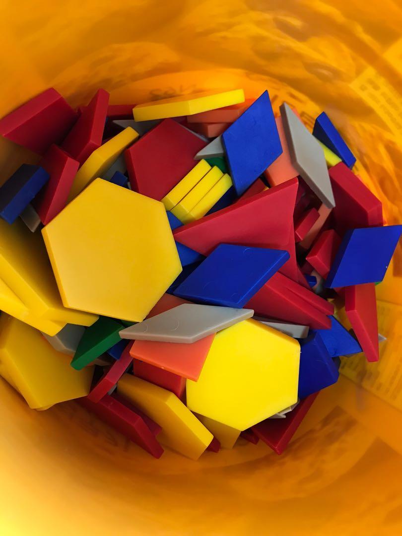 Container of plastic pattern blocks, Babies & Kids, Baby Nursery & Kids ...