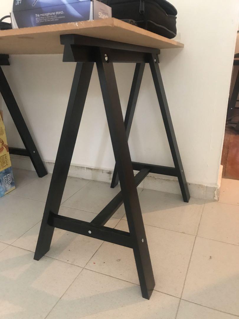 IKEA ODDVALD trestles and tabletop, Furniture, Tables & Chairs on Carousell