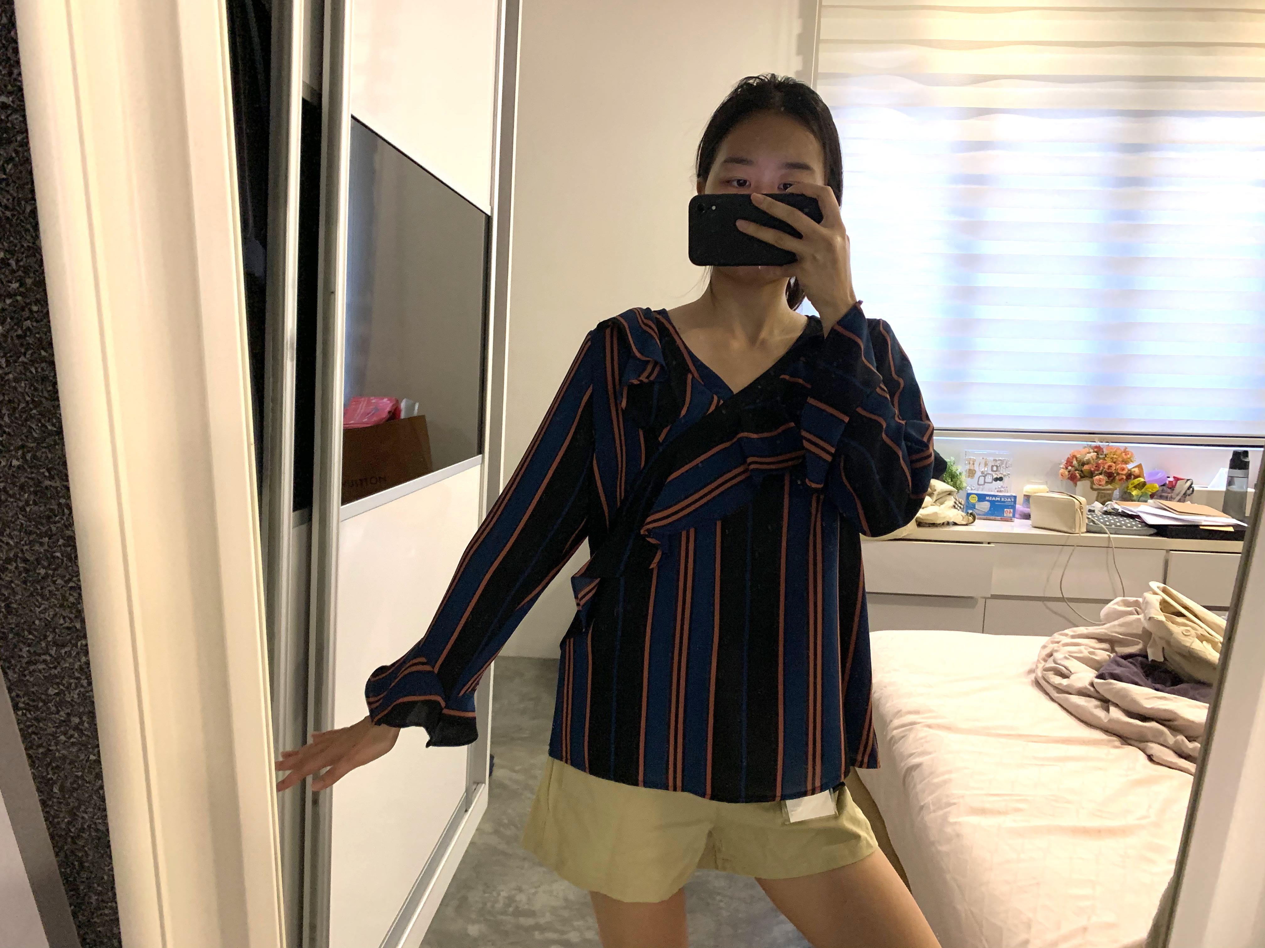 Korean inspired colourful blouse, Women's Fashion, Tops, Blouses on ...