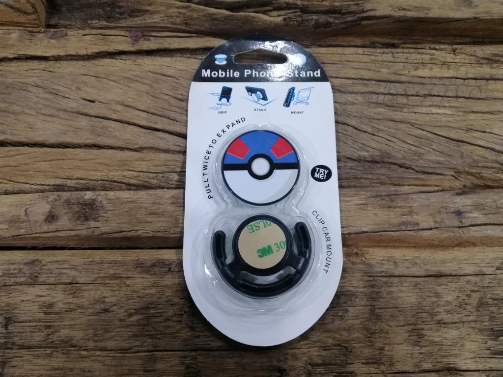 Pokeball Pop Socket Phone Stand Holder with Car Mount, Mobile Phones ...