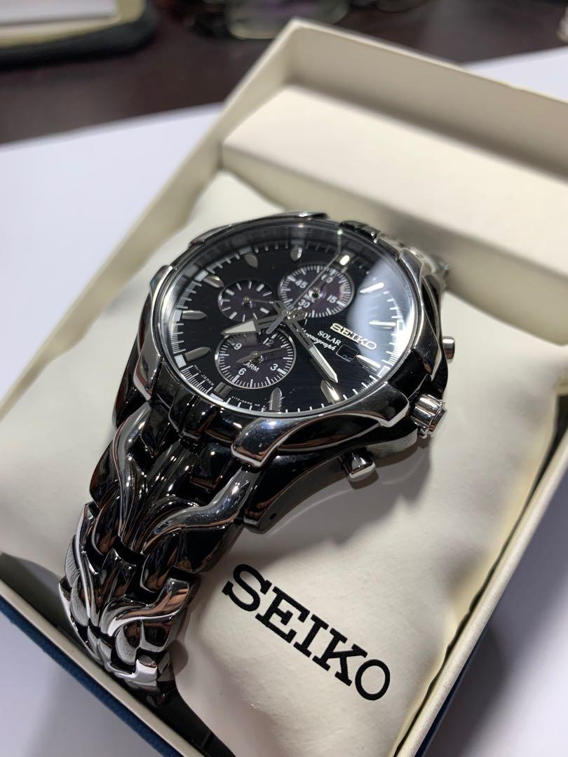 Seiko SSC139 “Excelsior” Gunmetal and Silver-tone Solar Chronograph ...