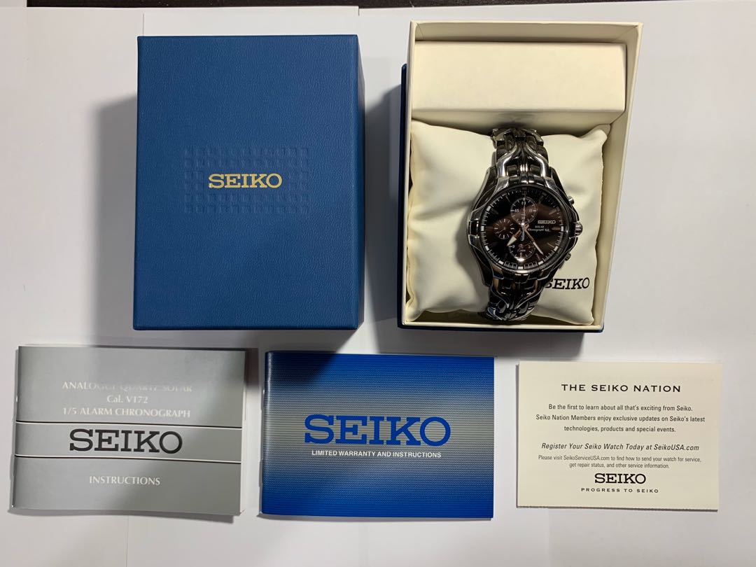 Seiko SSC139 “Excelsior” Gunmetal and Silver-tone Solar Chronograph ...