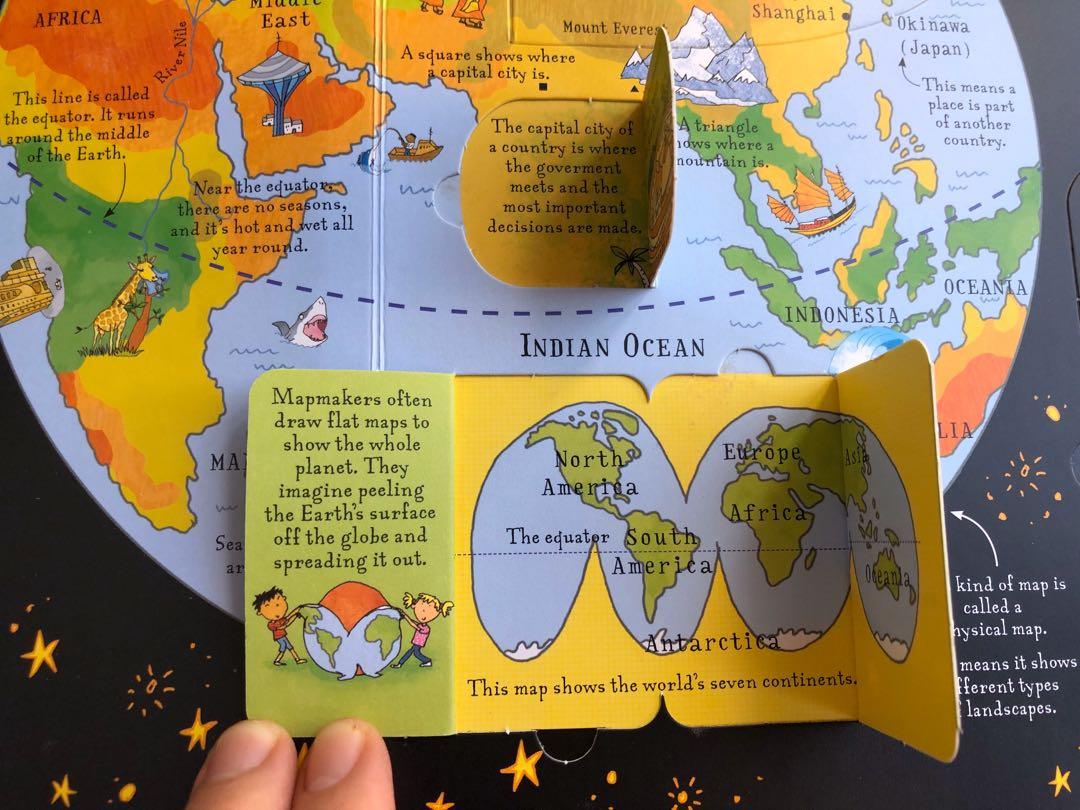 Usborne lift the flap picture atlas with giant fold up map, Hobbies ...