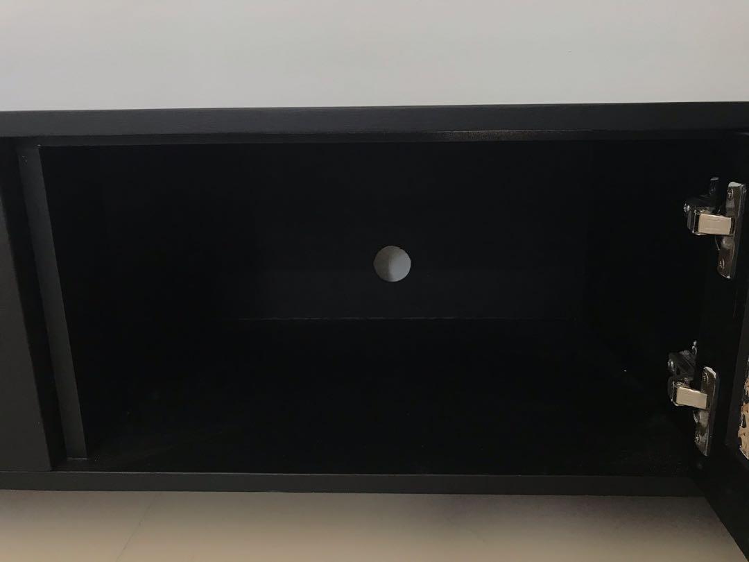 Brand New Custom Black Minimalist Solihiya Cane Low Profile TV Stand ...