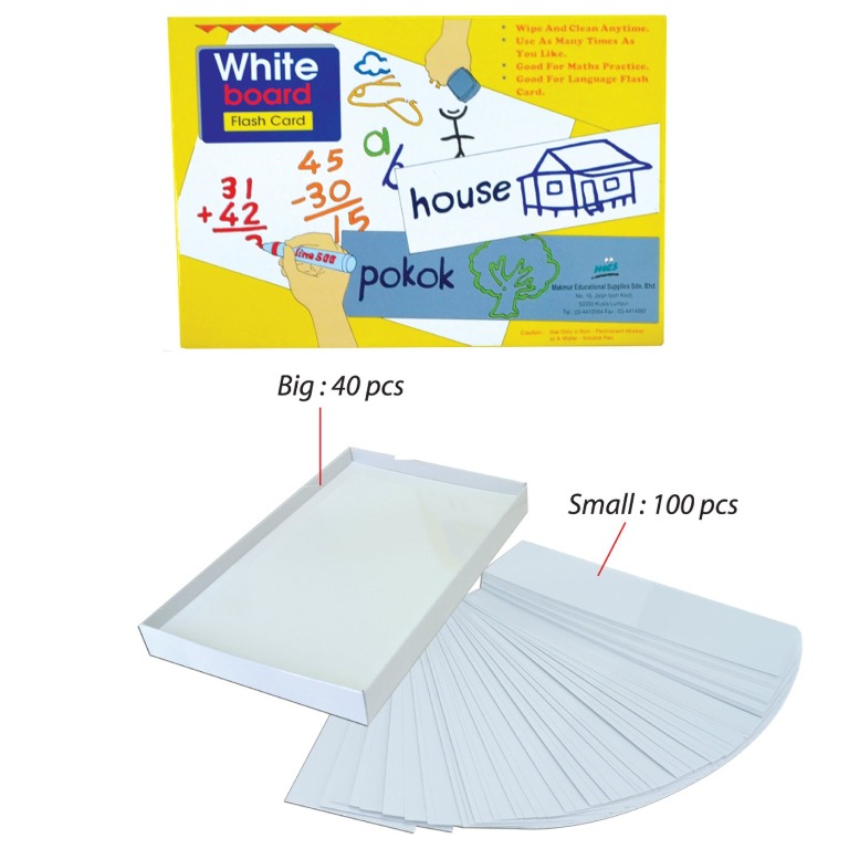 D - White Board Flash Card A4, Hobbies & Toys, Stationery & Craft ...