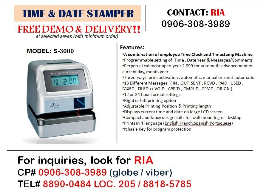 Date and time stamping machine S-3000, message stamp, time keeping ...