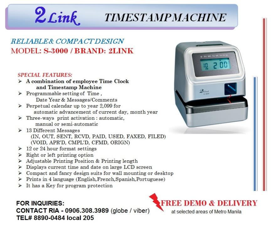 Date and time stamping machine S-3000, message stamp, time keeping ...