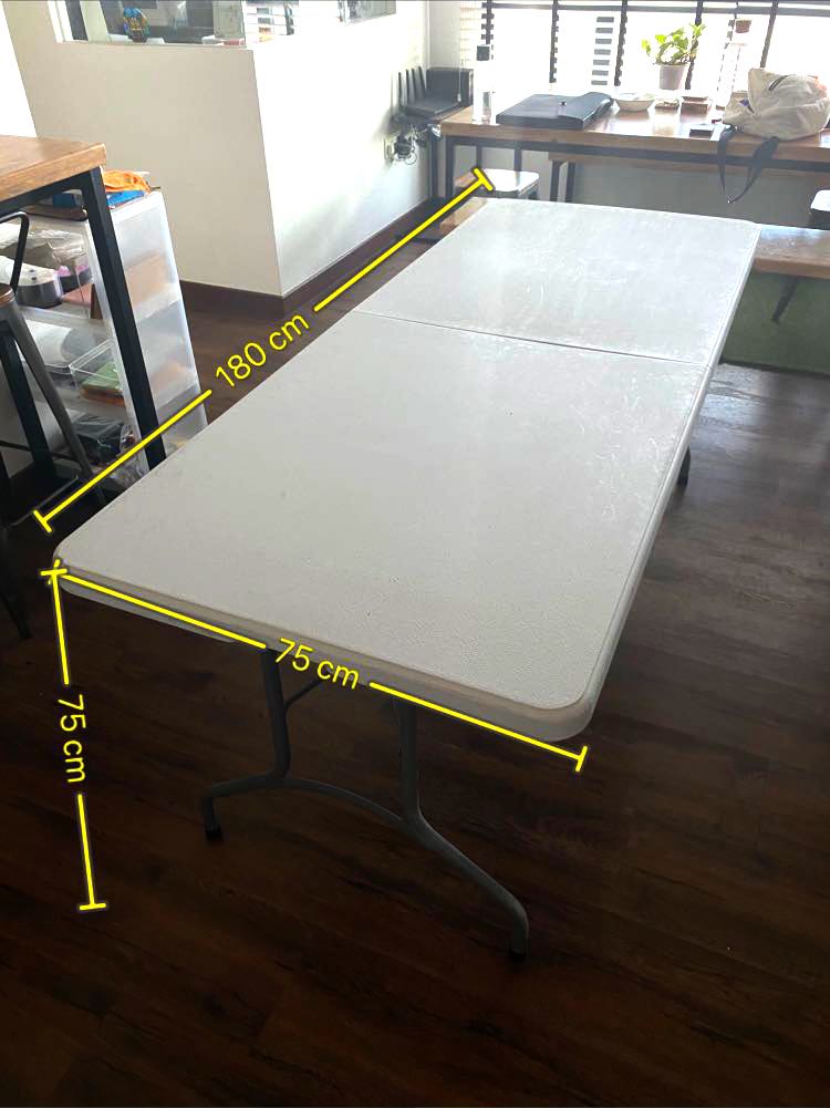 Folding portable table 180cm x 75cm, Furniture & Home Living, Furniture ...