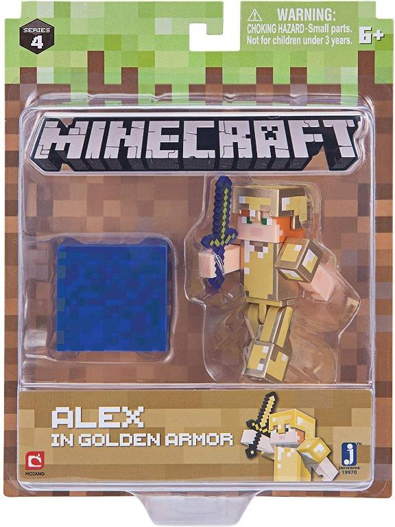 (HOT) Minecraft Alex in Gold Armor Figure Pack, Hobbies & Toys, Toys ...