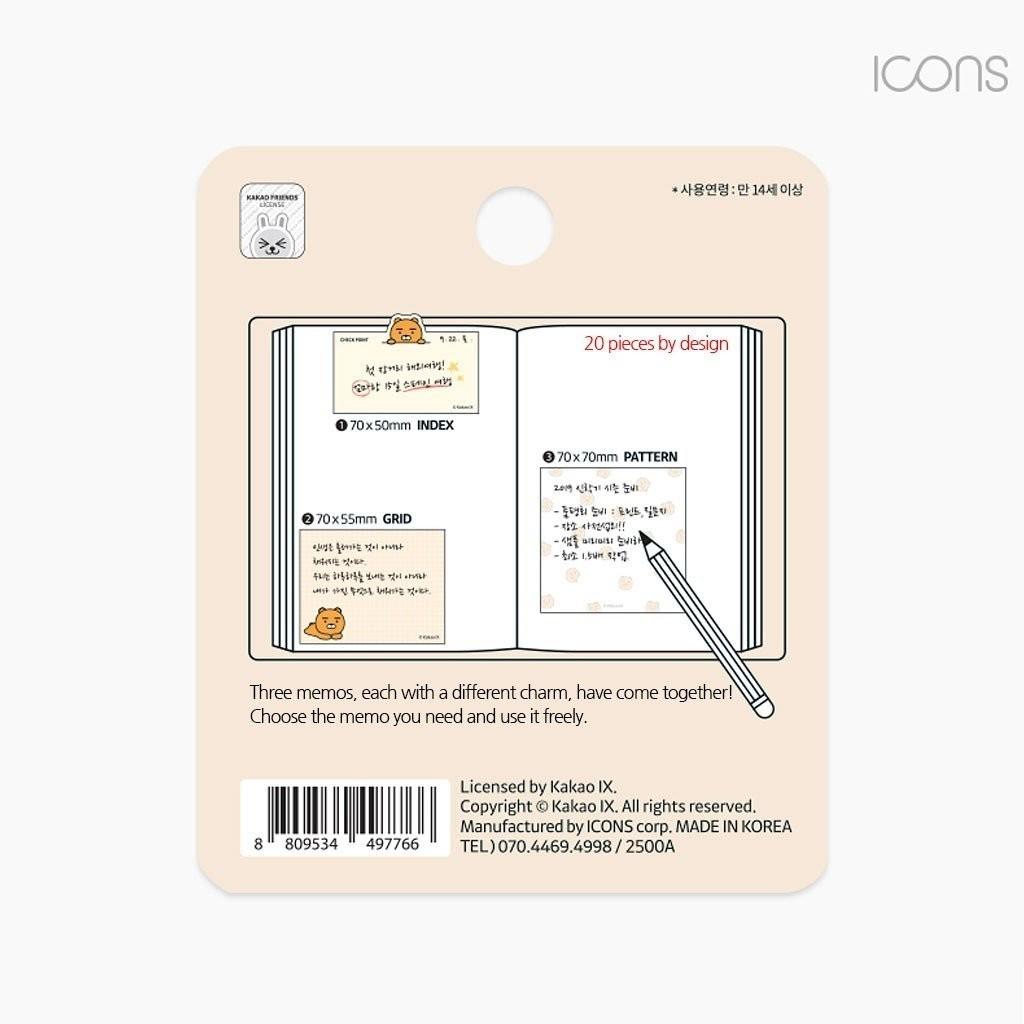 Kakao Friends - Ryan 3 for 1 memo pad, Hobbies & Toys, Stationery ...