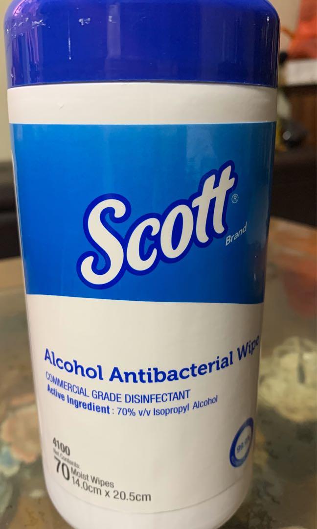 Scott Alcohol Antibacterial Wipes, Everything Else on Carousell