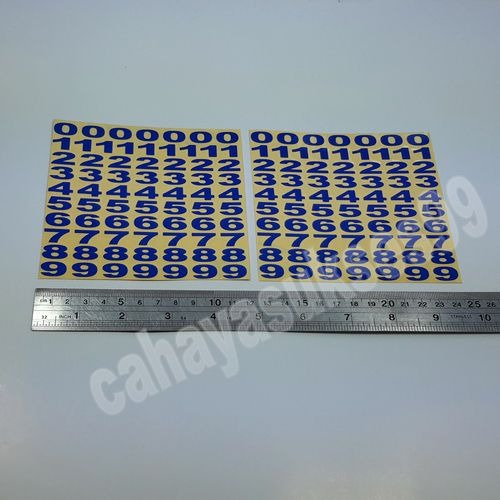 Sticker Nomor Angka Font Arial Biru 0,9cm x 15cm Cutting Sticker Label ...