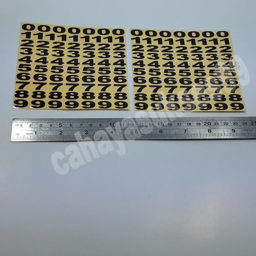 Sticker Nomor Angka Font Arial Hitam 0,9cm x 15cm Cutting Sticker Label ...