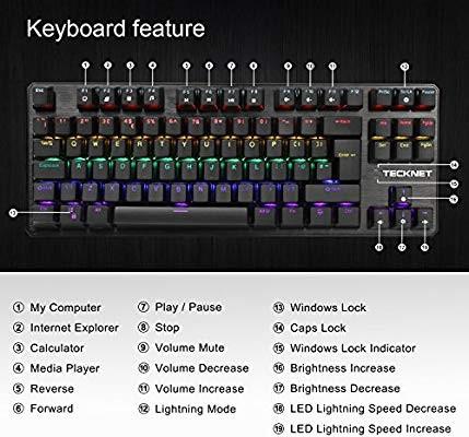 TECKNET Mechanical Keyboard x705 88 Keys Full Anti-ghosting Gaming ...