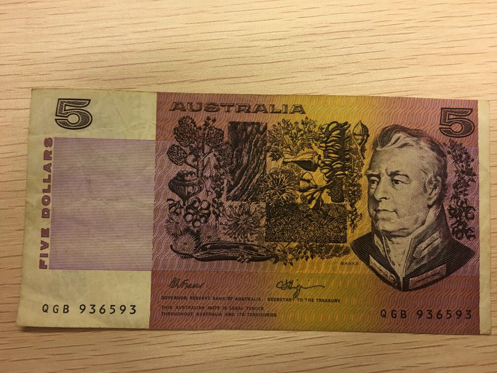 Vintage rare Australia $5 note, Hobbies & Toys, Memorabilia ...