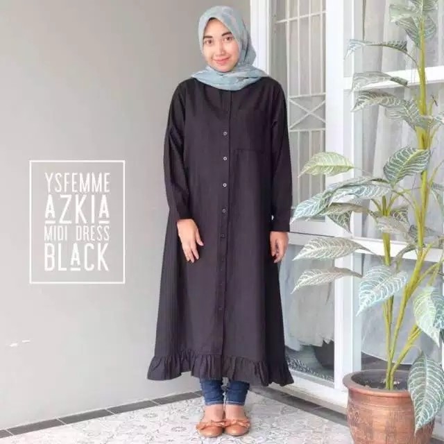 Azkia Mididress, Fesyen Wanita, Pakaian Wanita, Gaun & Rok di Carousell