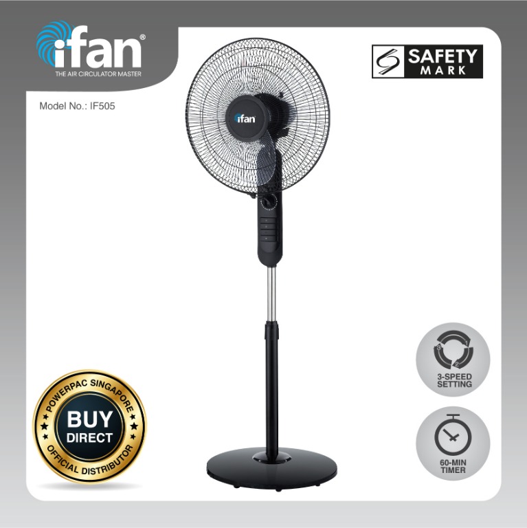 IFAN 16" STAND FAN WITH AIR CIRCULATOR (IF505), Furniture & Home Living ...