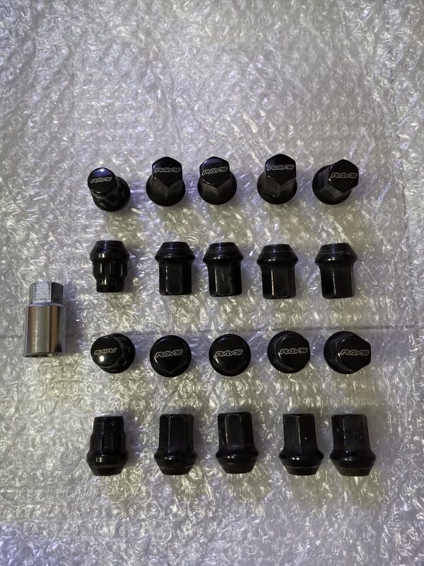 Rays Wheel Nuts (Black - 20pcs) (M12 x P1.25), Car Accessories, Tyres ...