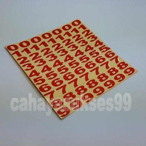 Sticker Nomor Angka Font Arial Merah Size 0.9cm X 1.4cm Angka 1 2 3 4 5 ...