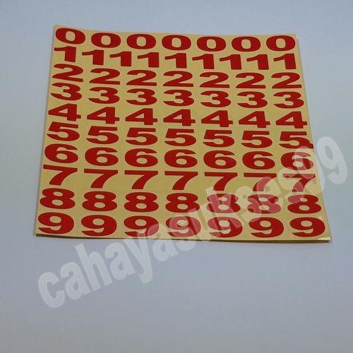 Sticker Nomor Angka Font Arial Merah Size 0.9cm X 1.4cm Angka 1 2 3 4 5 ...