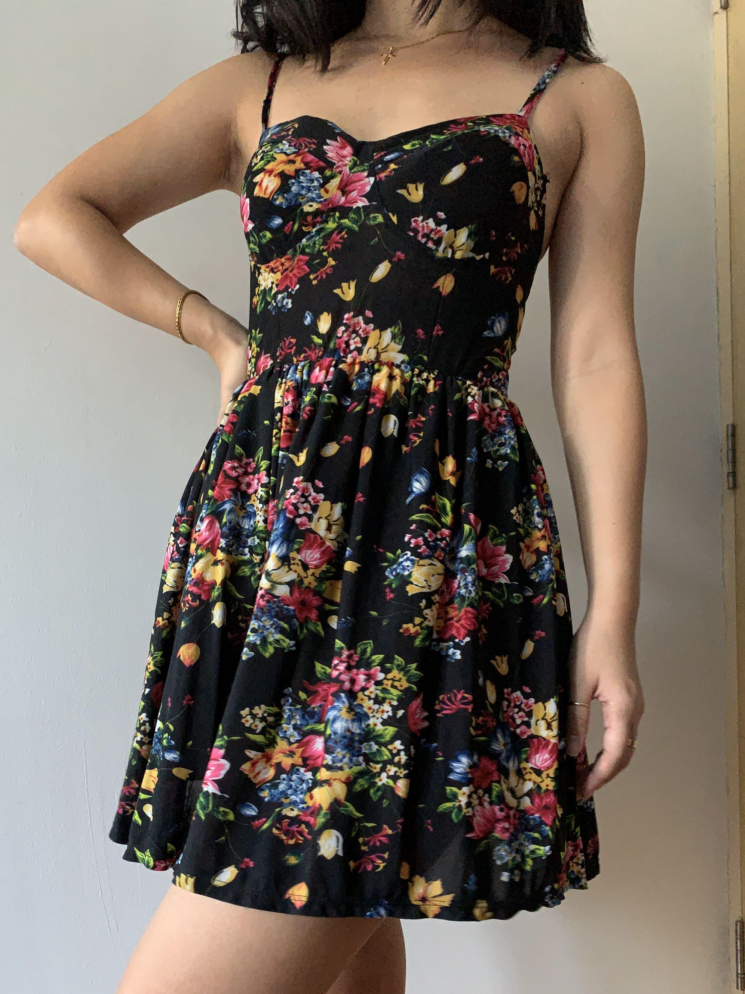 Black Floral Corset Dress Womens Fashion Tops Sleeveless On Carousell