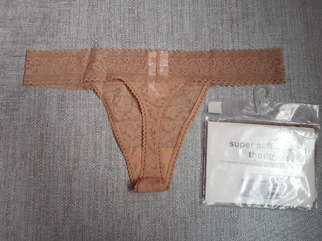LAST PIECE! New GAP UK14-18 Super Soft Lace Nude Thongs, Women's Fashion, New Undergarments ...