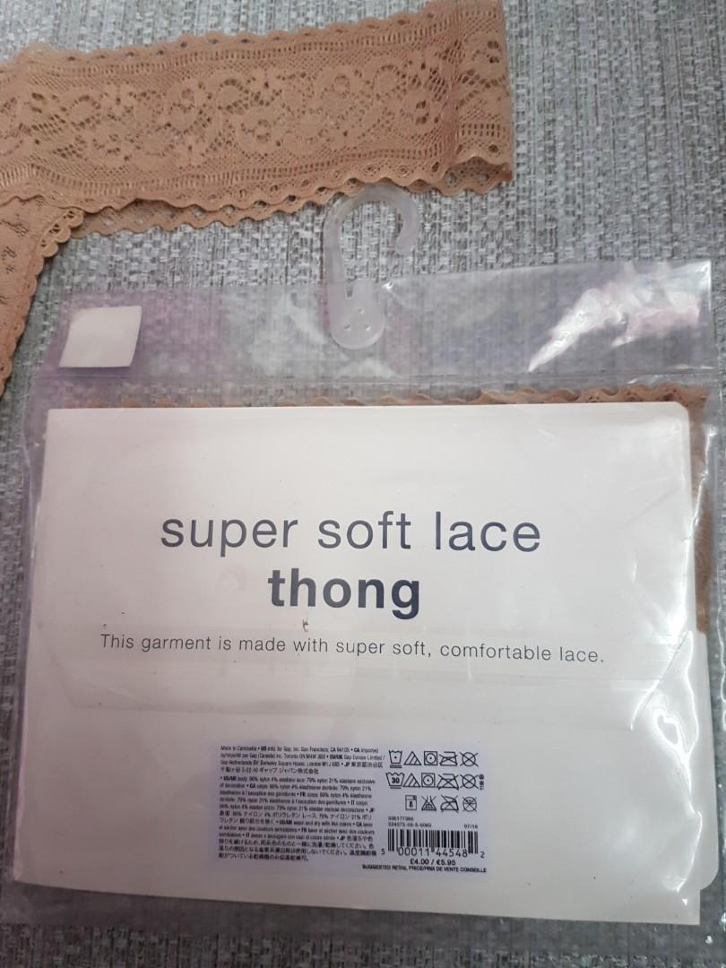 LAST PIECE! New GAP UK14-18 Super Soft Lace Nude Thongs, Women's Fashion, New Undergarments ...