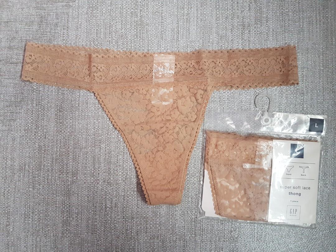 LAST PIECE! New GAP UK14-18 Super Soft Lace Nude Thongs, Women's Fashion, New Undergarments ...