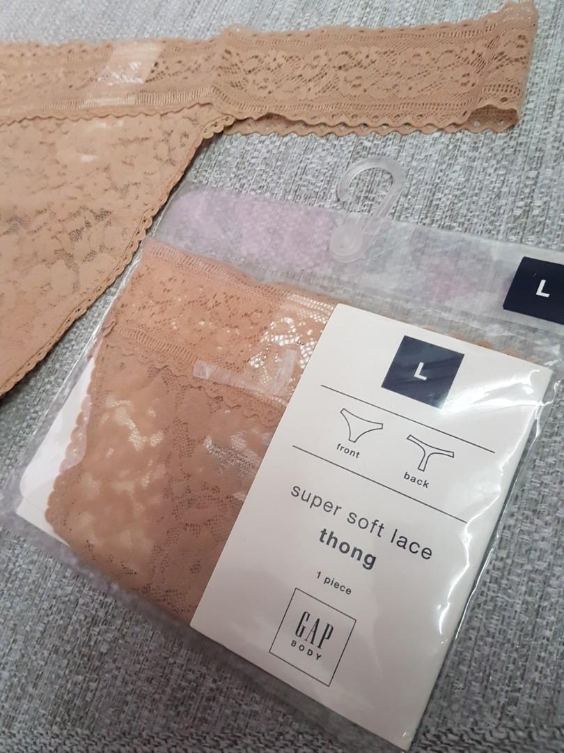 LAST PIECE! New GAP UK14-18 Super Soft Lace Nude Thongs, Women's Fashion, New Undergarments ...