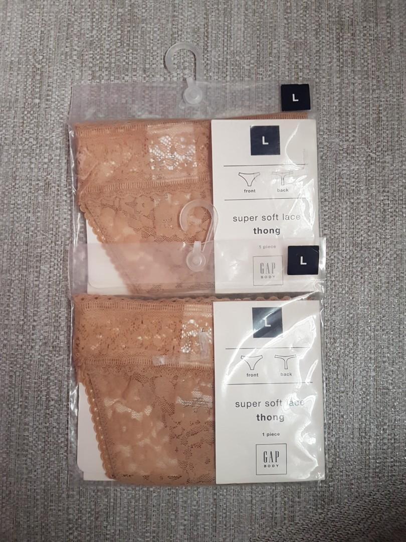 LAST PIECE! New GAP UK14-18 Super Soft Lace Nude Thongs, Women's Fashion, New Undergarments ...