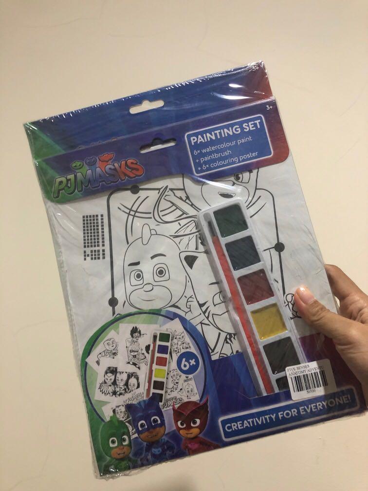 Paket PJ masks painting set dan mosaic sticker, Desain & Kerajinan ...