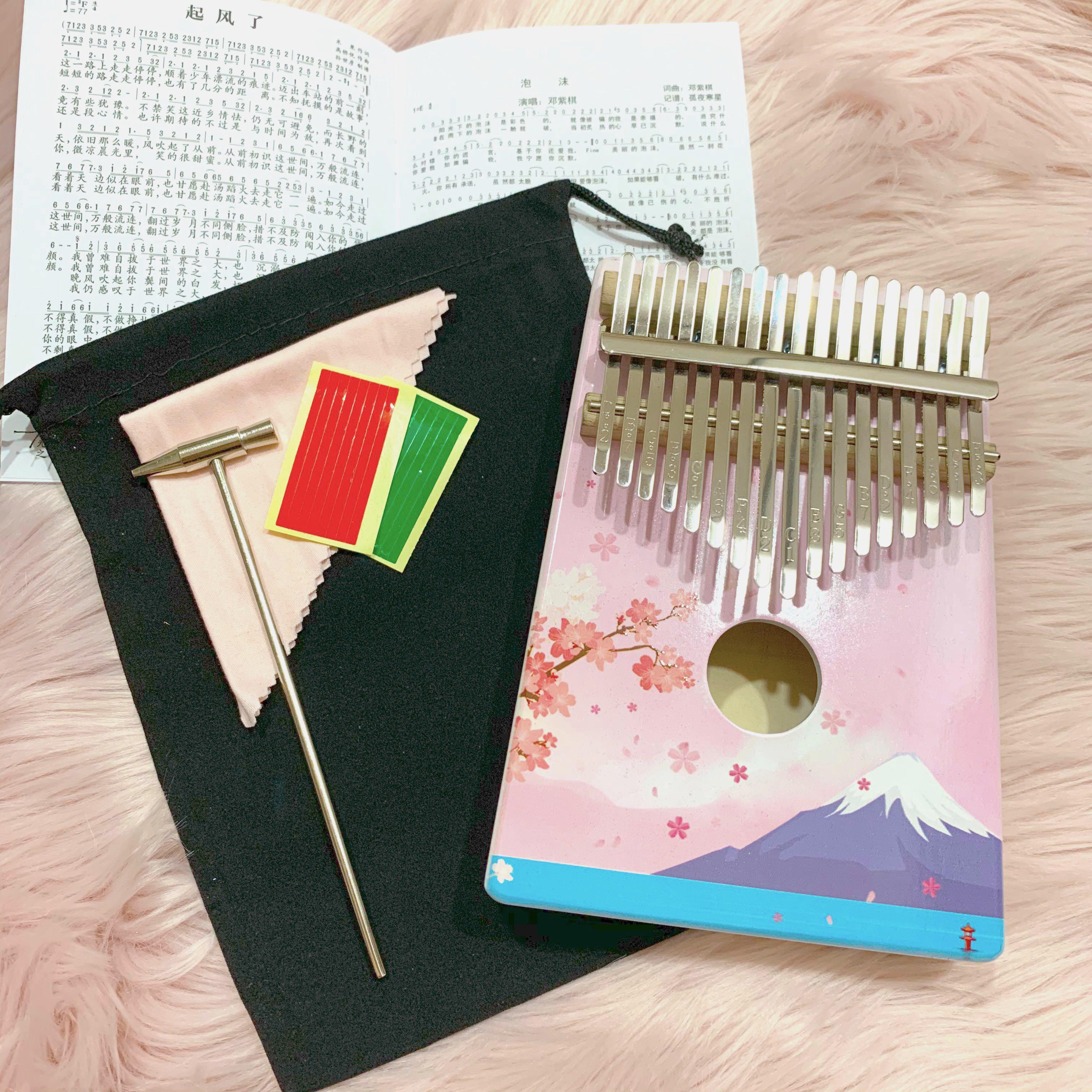 Sakura Painted 17 Key/ Notes Kalimba (Limited Edition), Hobbies & Toys ...