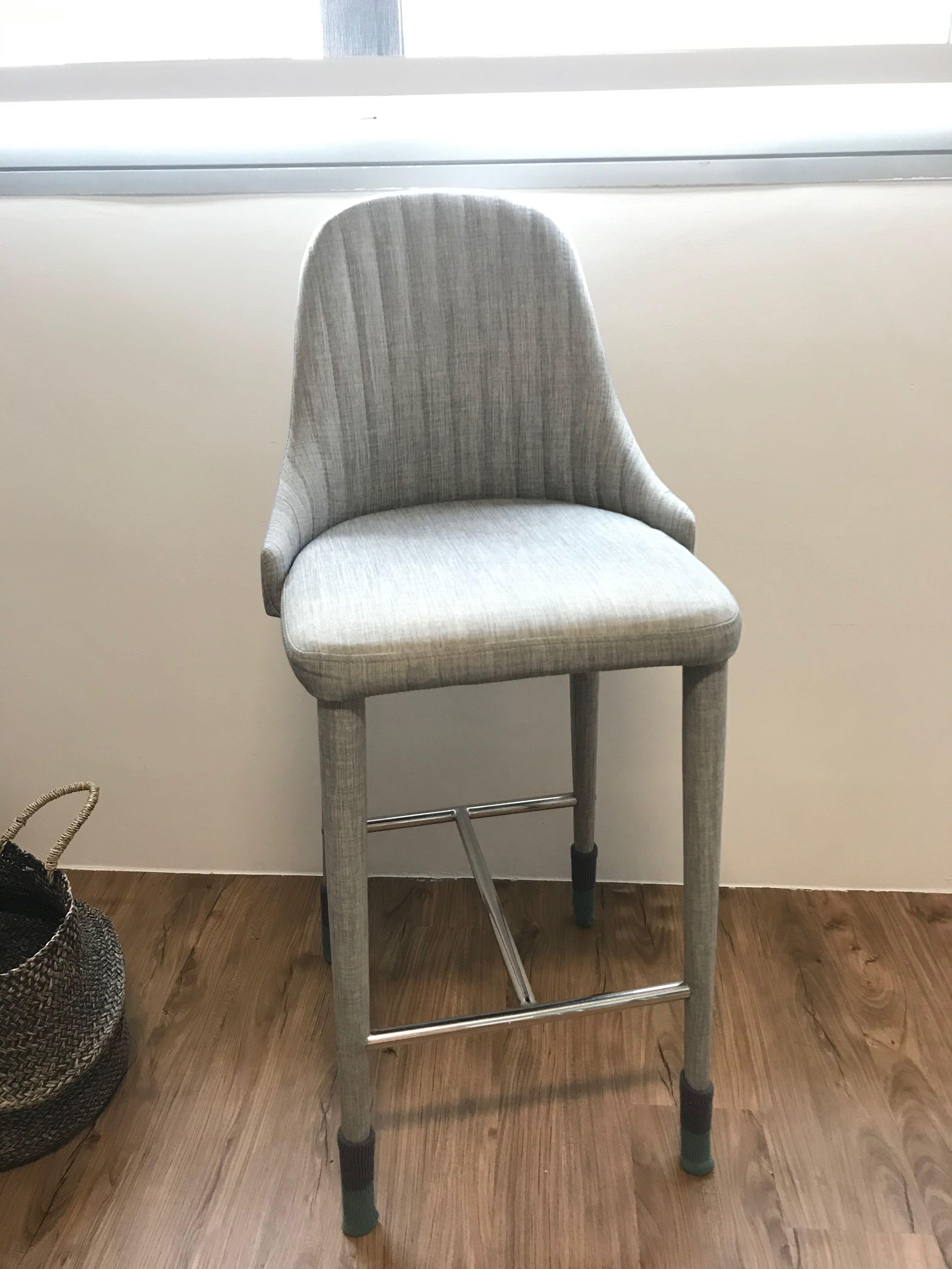 Shell-back Stitching Light Grey Counter Chair, Furniture & Home Living ...