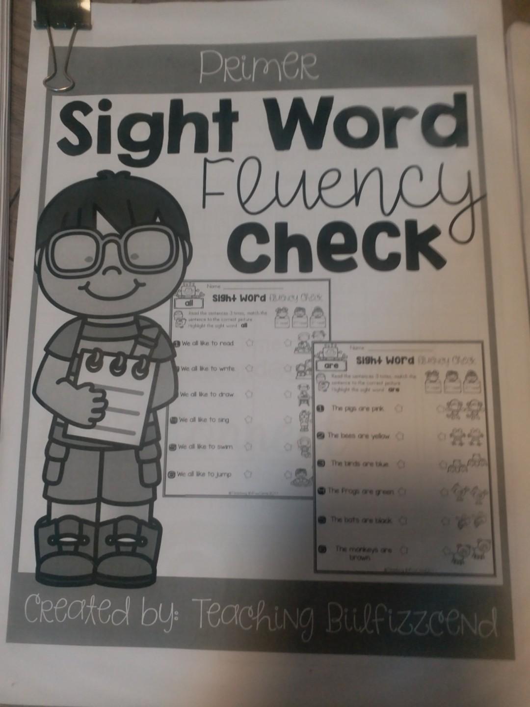 Sight word fluency check Primer, 興趣及遊戲, 書本 & 文具, 兒童書籍 - Carousell