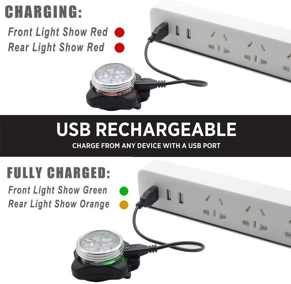Bikemate Bicycle Bike Front and Rear Led Light USB Rechargeable ...