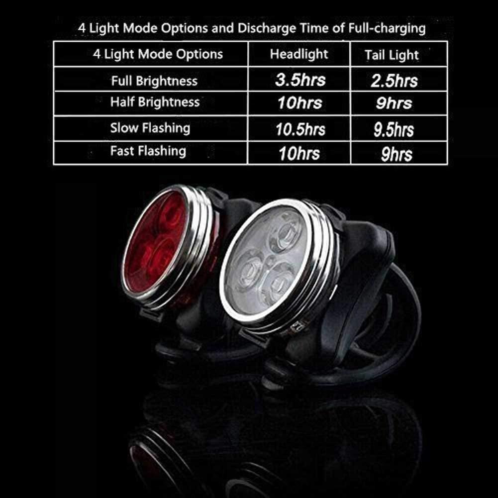 Bikemate Bicycle Bike Front and Rear Led Light USB Rechargeable ...