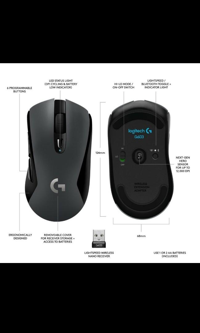 Logitech G603 LIGHTSPEED Wireless Gaming Mouse, Electronics, Computer ...