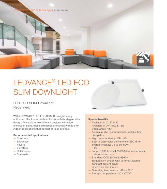 OSRAM Ledvance Slim LED Downlight, Furniture & Home Living, Lighting ...