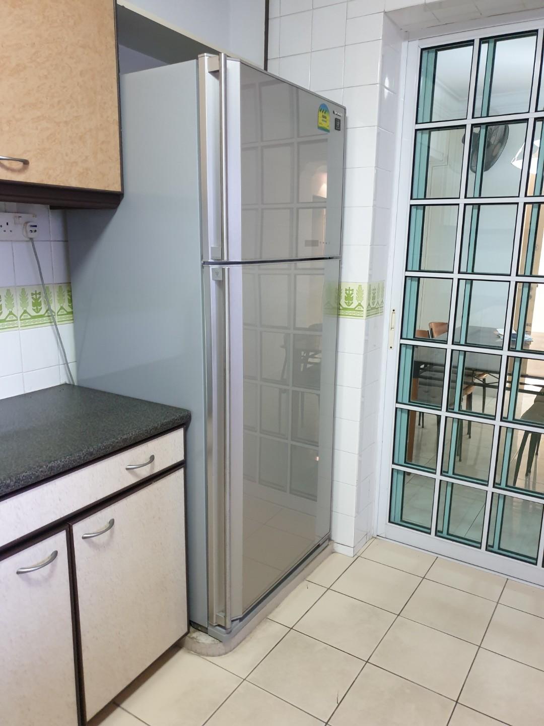 2 door sharp ion plasmacluster sh-pc58p-sl refrigerator, TV & Home ...