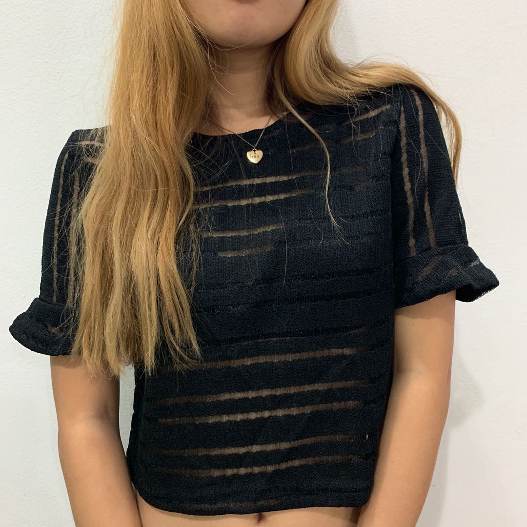 Black Sheer Club shirt, Women's Fashion, Tops, Sleeveless on Carousell