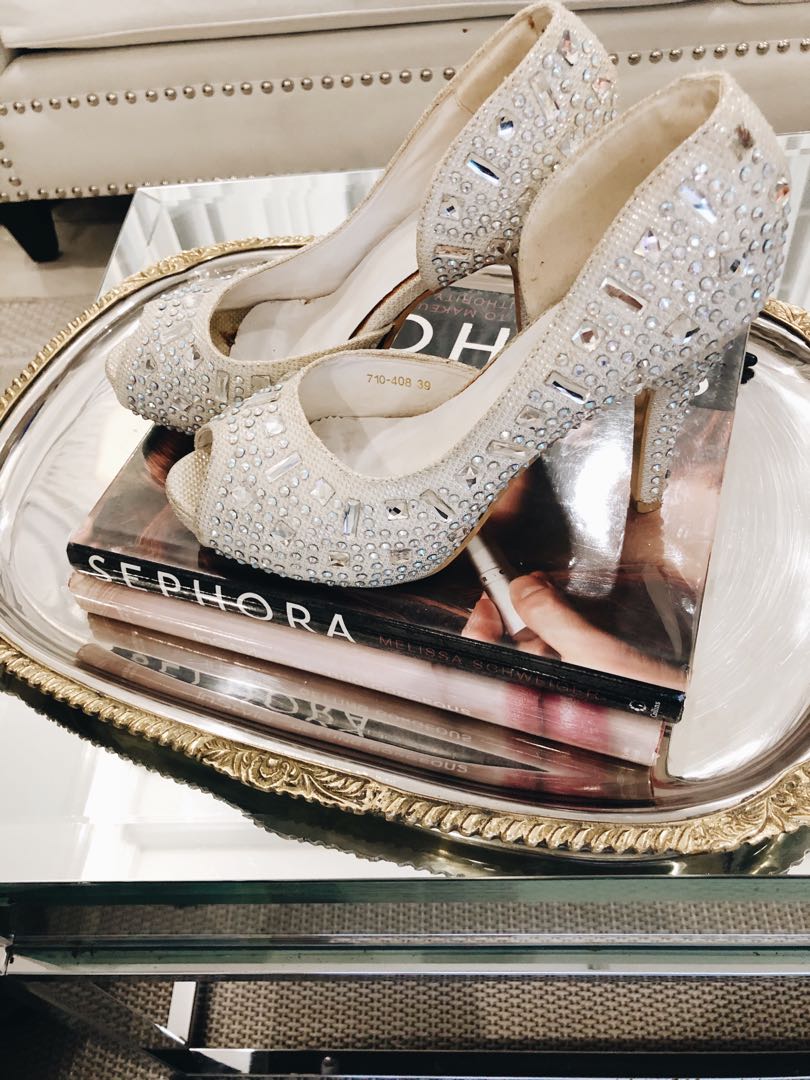 Diamond studded heels, Women's Fashion, Footwear, Heels on Carousell