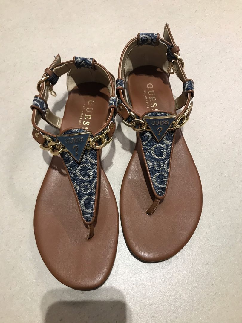Guess sandels, Women's Fashion, Footwear, Flipflops and Slides on Carousell