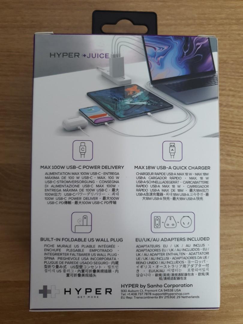 HyperJuice GaN 100W USB Type-C & Type-A Charger / USB PD, Mobile Phones & Gadgets, Mobile ...