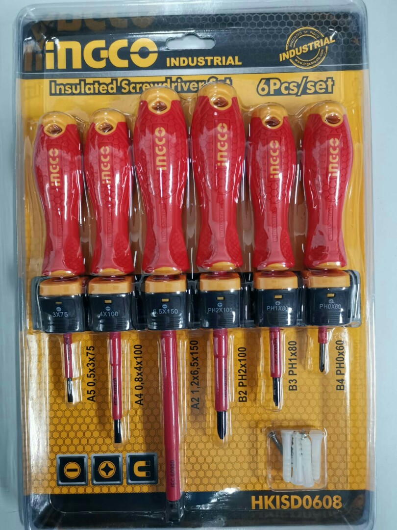 INGCO 6pcs Insulated screwdriver set (HKISD0608), Furniture & Home ...