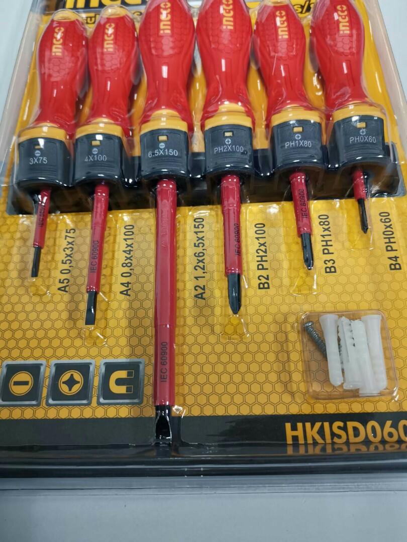 INGCO 6pcs Insulated screwdriver set (HKISD0608), Furniture & Home ...