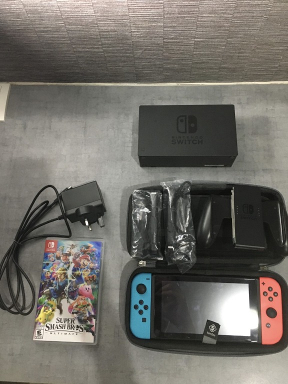 Nintendo Switch Gen1 full set with case (+3 digital games, 1 physical ...