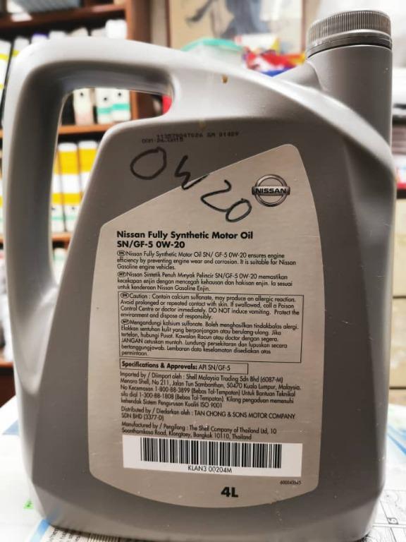 [ORIGINAL] Nissan 0W-20 Fully Synthetic Engine Oil (4L), Auto ...